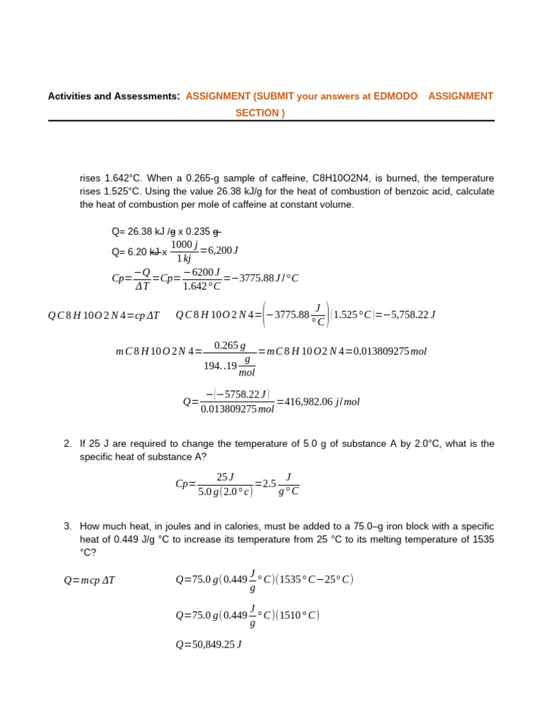Sibbaluca, John Carlo Q. Lesson 4 Unit 4 Calorimetry | PDF | Heat ...