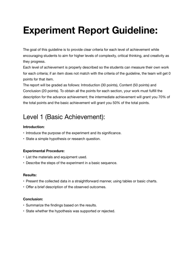 Experiment Report Grading Criteria Guide | PDF | Experiment ...