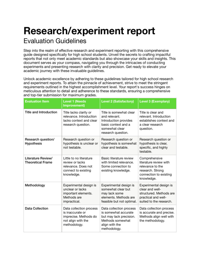 experiment-report-guidelines-and-evaluation | PDF | Methodology | Data