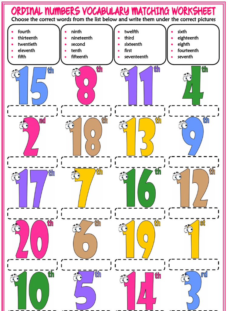 Ordinal Numbers Exercise | PDF