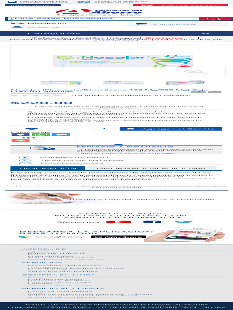 Farmacias Del Ahorro Nesajar (PinaverioDimeticona 100 mg300 MG) Caja Con 16 Capsulas Tienda en ...