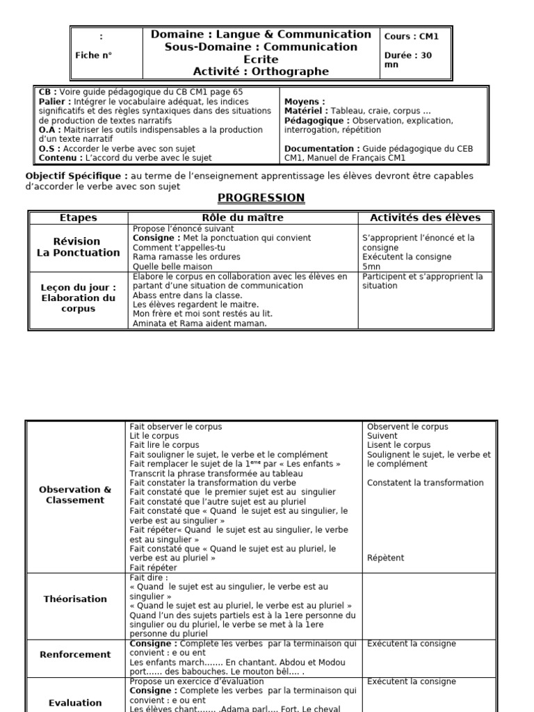 Accord Du Verbe Avec Le Sujet | PDF | Nombre grammatical | Sujet ...