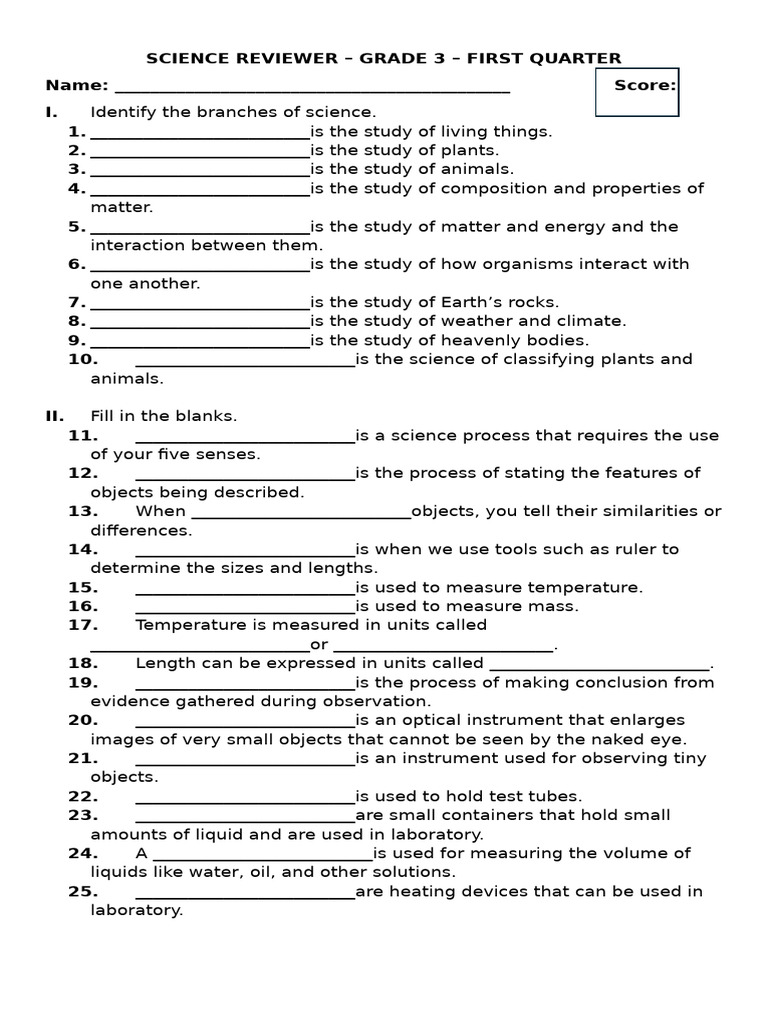 Grade 3 Science Review Guide | PDF | Science | Matter