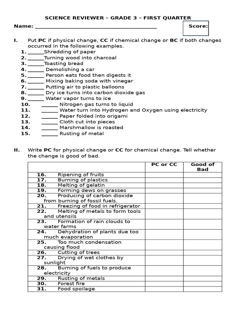 Grade 3 Science Reviewer Set E | PDF