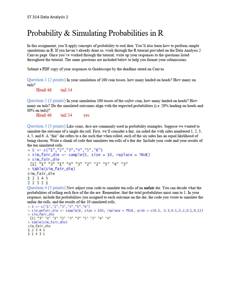 DA 2 - Probability & Simulations | PDF | Probability | Probability And Statistics