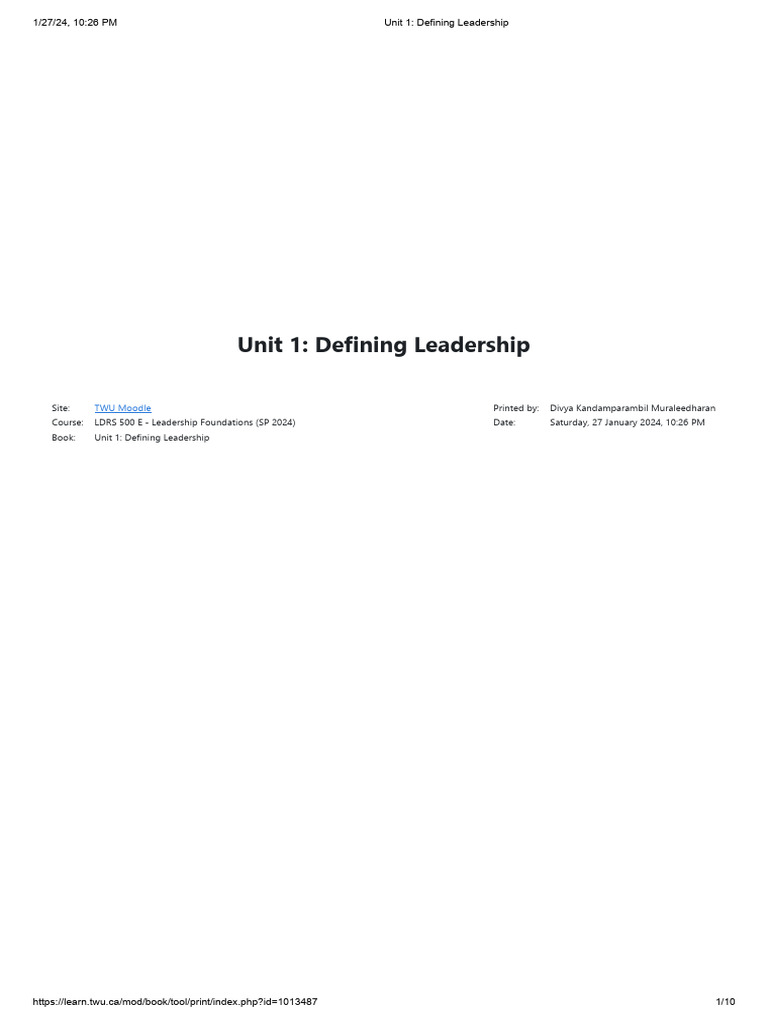 Unit 1_ Defining Leadership | PDF | Leadership | Theory