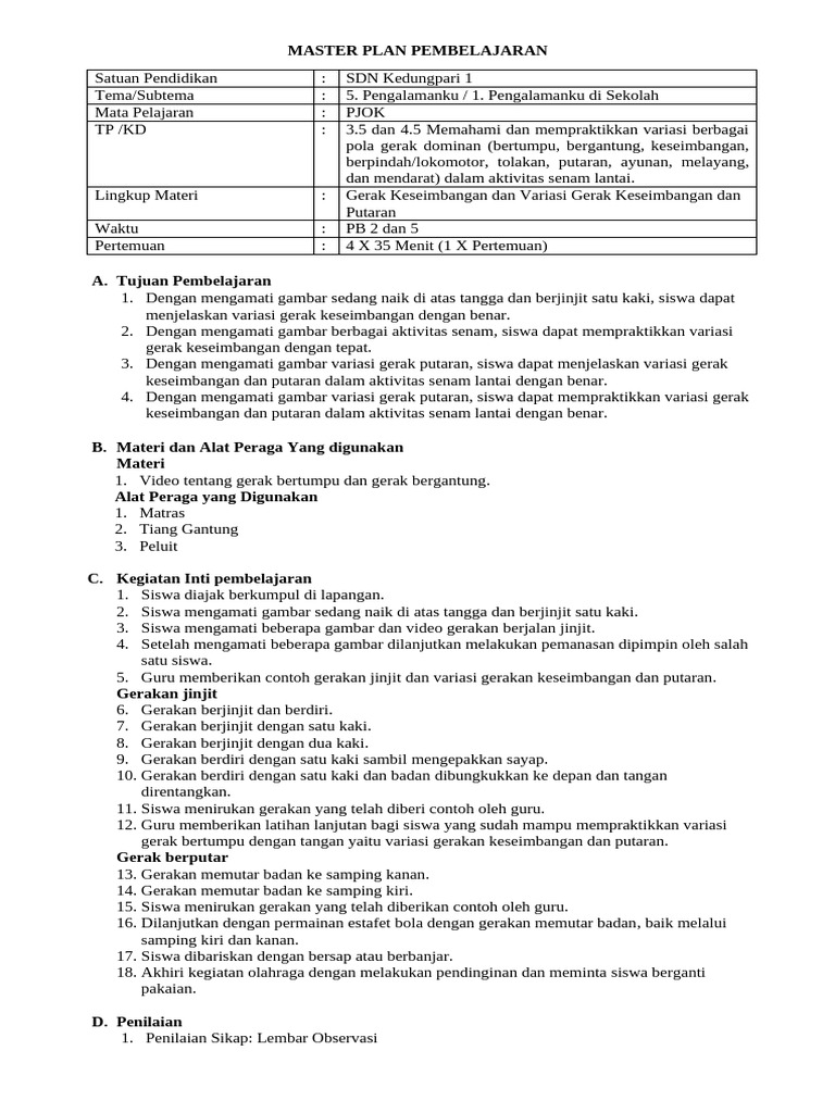 Master Plan Pembelajaran Kelas 2 Tema 5 Subtema 2 Pdf