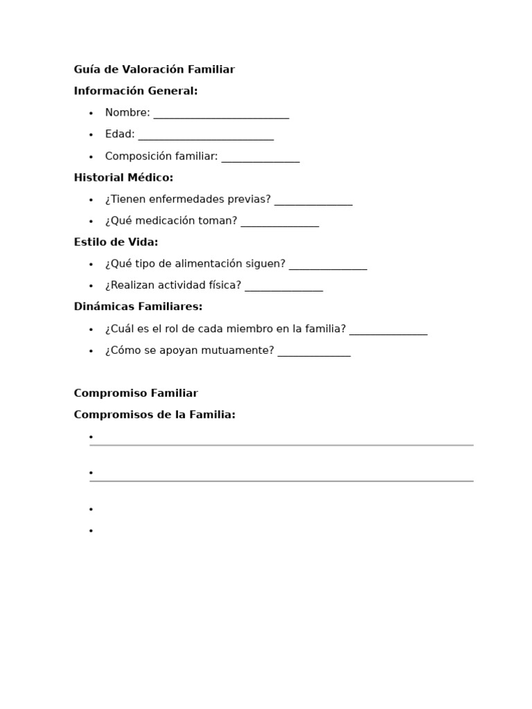 Guía de Valoración Familiar | PDF