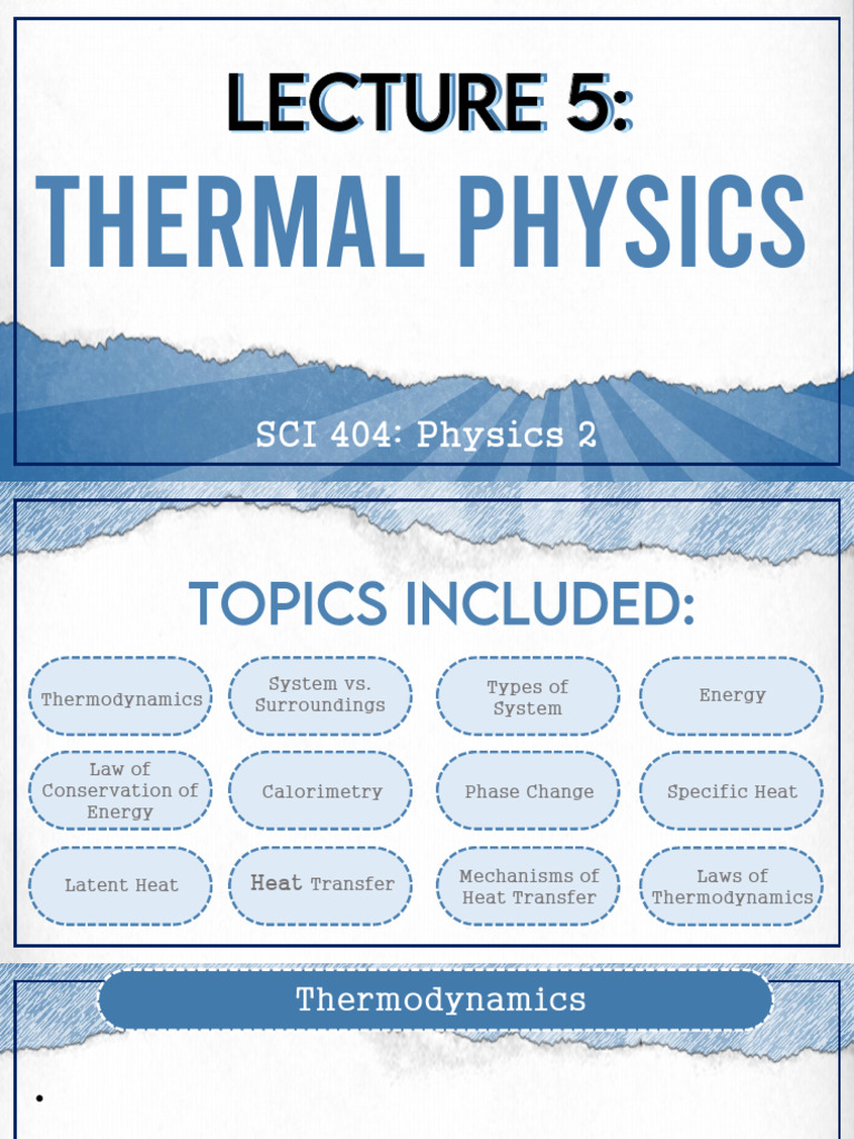 Lecture 3 Thermal Physics 1 | PDF | Heat | Thermodynamics