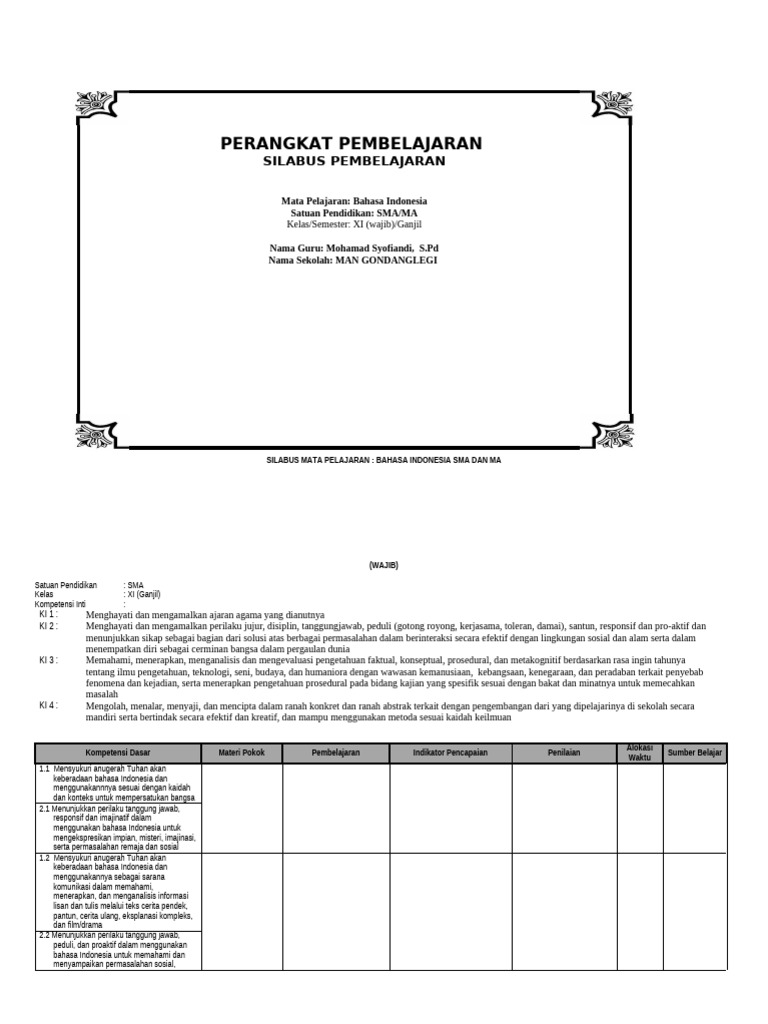 Silabus XI Wajib Baru | PDF