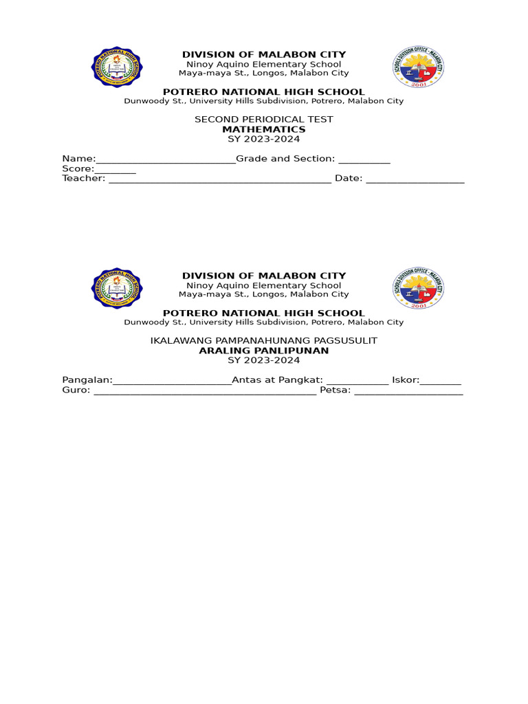 Header Periodical Exam | PDF