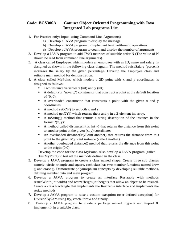 OOPS_JAVA_Lab Programs | PDF | Method (Computer Programming) | Class ... OOPS_JAVA_Lab Programs | PDF | Method (Computer Programming) | Class ...