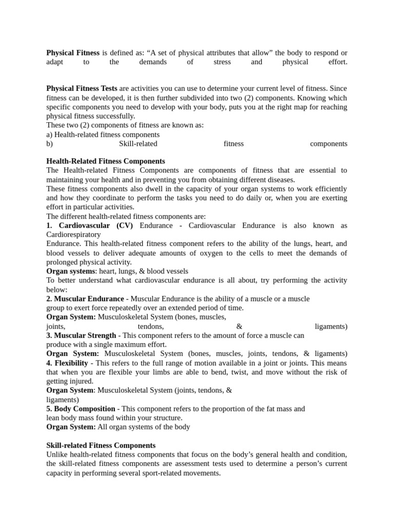 Physical-Fitness | PDF | Physical Fitness | Human Musculoskeletal System