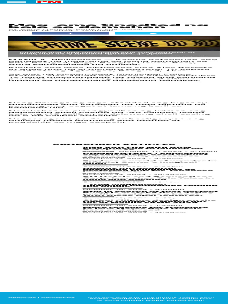 Mag-Ama Tinadtad NG Bala Sa Damuhan - Pang-Masa | PDF | Philippines