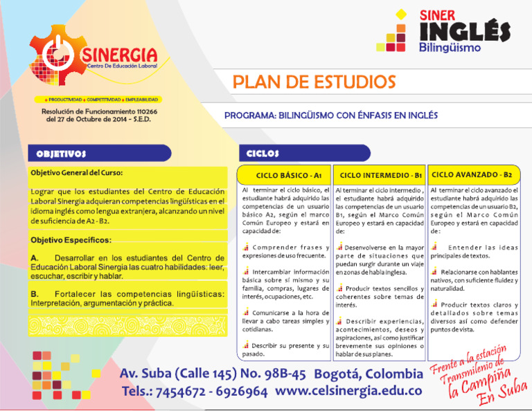 Plan de Estudios de Ingles | PDF