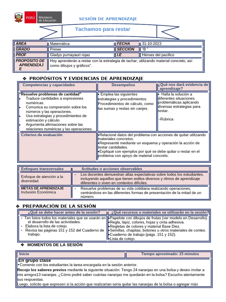 Estrategia de Tachado en Matemáticas | PDF | Aprendizaje | Modificación ...