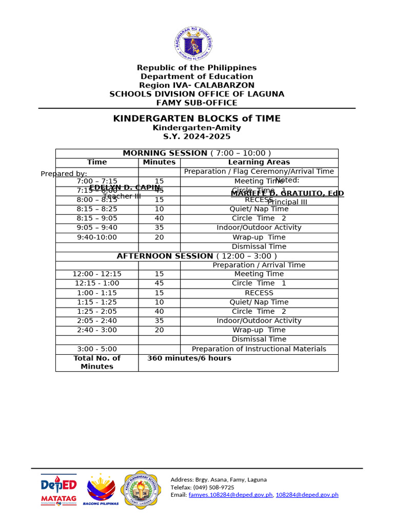 KINDER BLOCKS OF TIME 2024 2025 For Checking | PDF