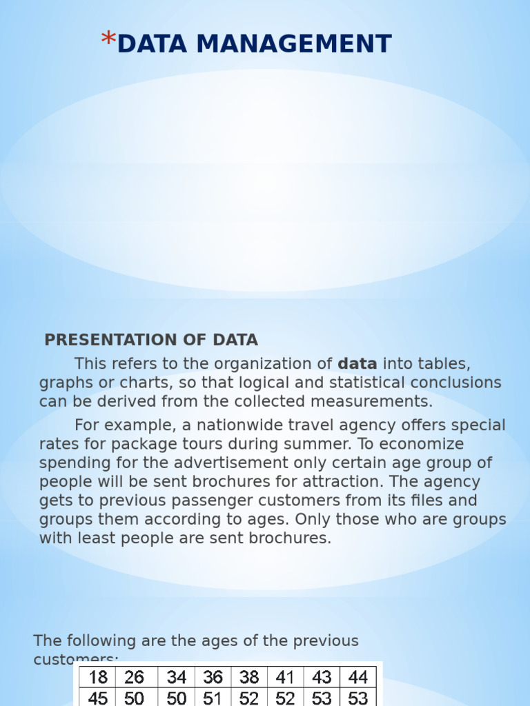 Data Management | PDF | Arithmetic Mean | Mode (Statistics)