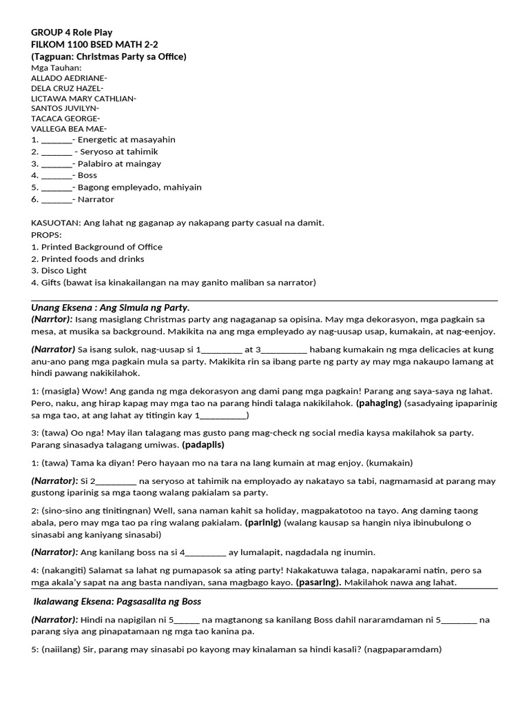 Script Role Play Filkom 1100 | PDF