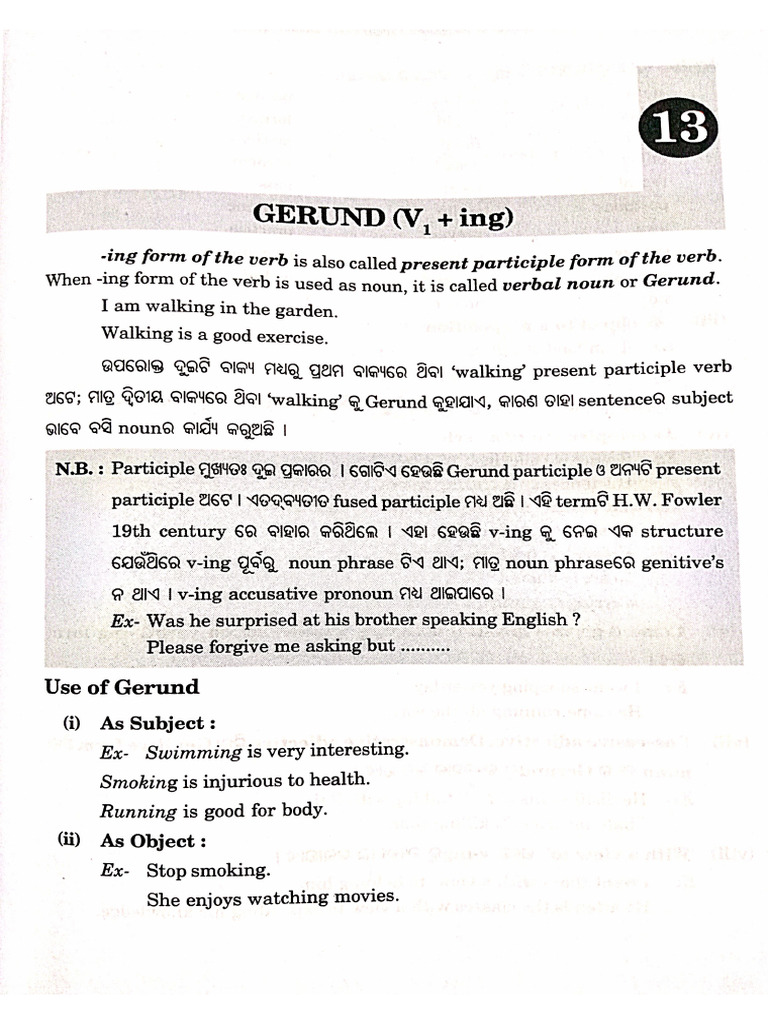 Gerund (V1 - Ing) 13 | PDF