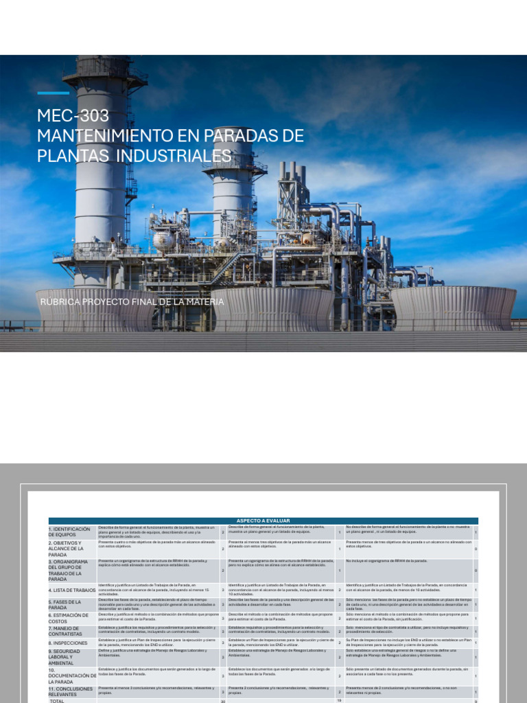 MEC-303 Rúbrica Proyecto Final | PDF