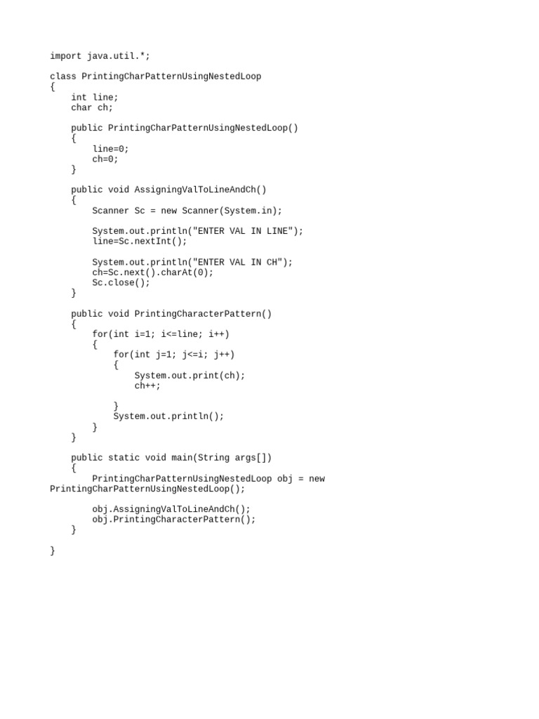 Printing Char Patterns | PDF