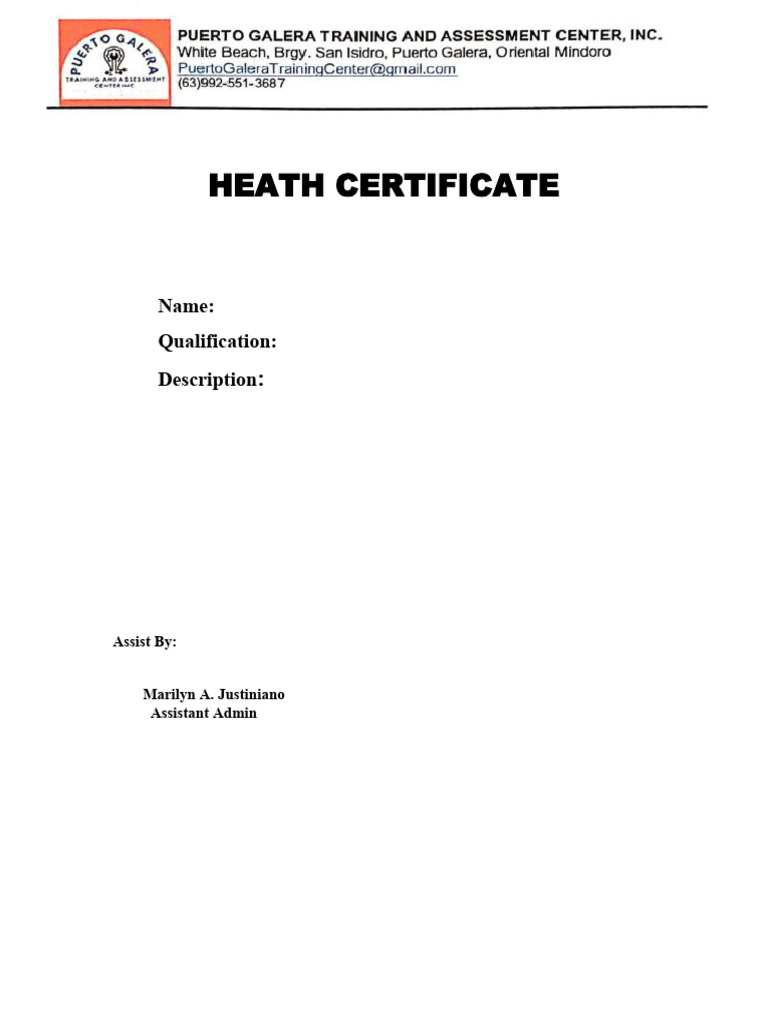 Health Certificate | PDF