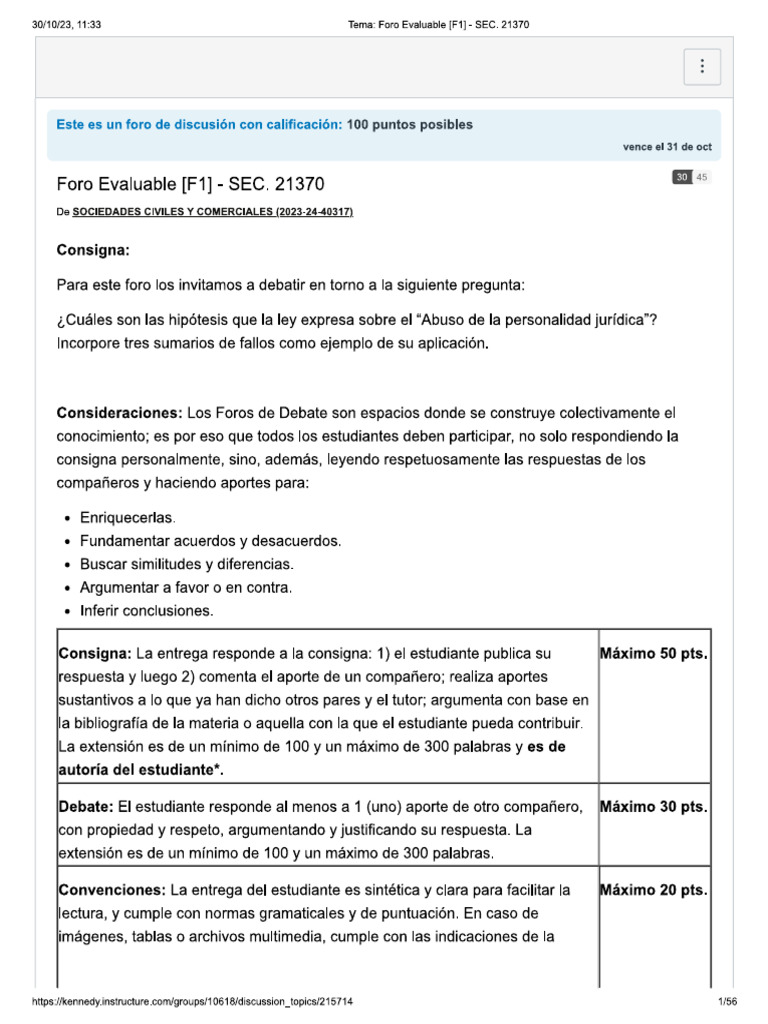 Foro Evaluable (f1) - Sec. 21370 de Sociedades Civiles y Comerciales | PDF