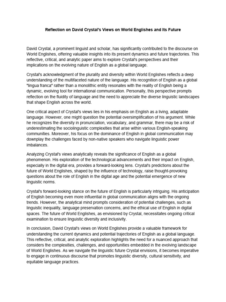 David Crystal on World Englishes Future | PDF | English Language ...
