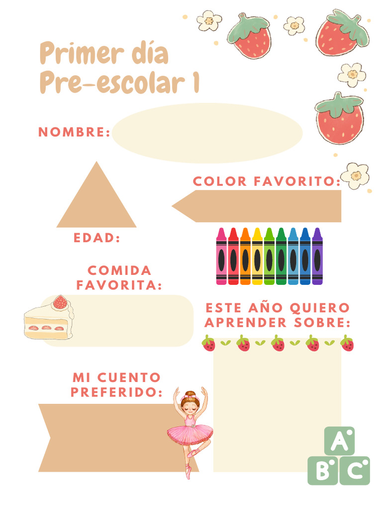 Cartel Primer Día de Clases Preescolar | PDF | Relaciones personales ...