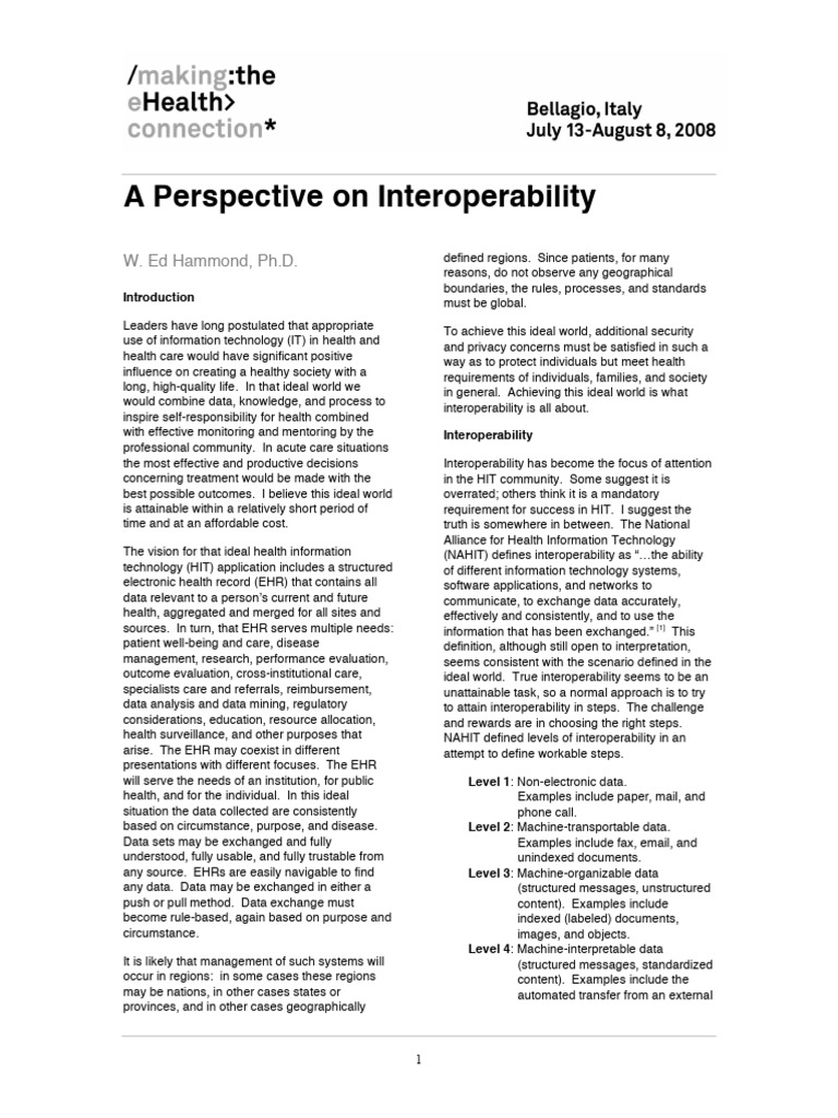 A Perspective On Interoperability - Hammond | PDF | Interoperability ...