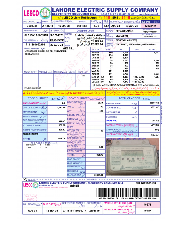 Lesco- Web Bill | PDF