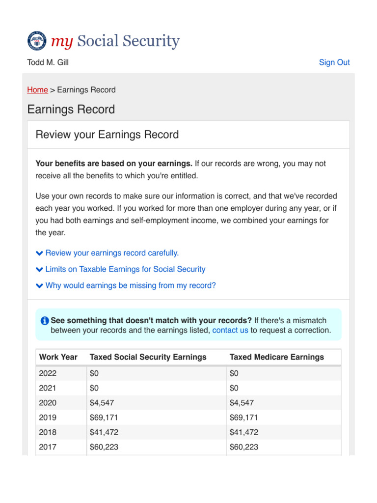 Review Your Social Security Earnings Record | PDF | Social Security ...