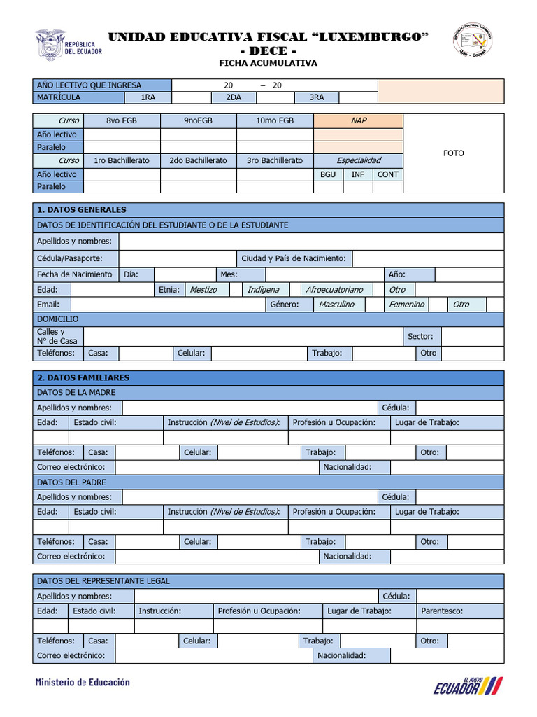 Ficha DECE BásicaSuperior-Bachillerato | PDF