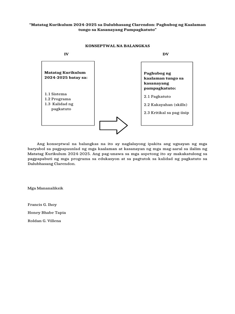 Conseptual Framework Matatag Pdf