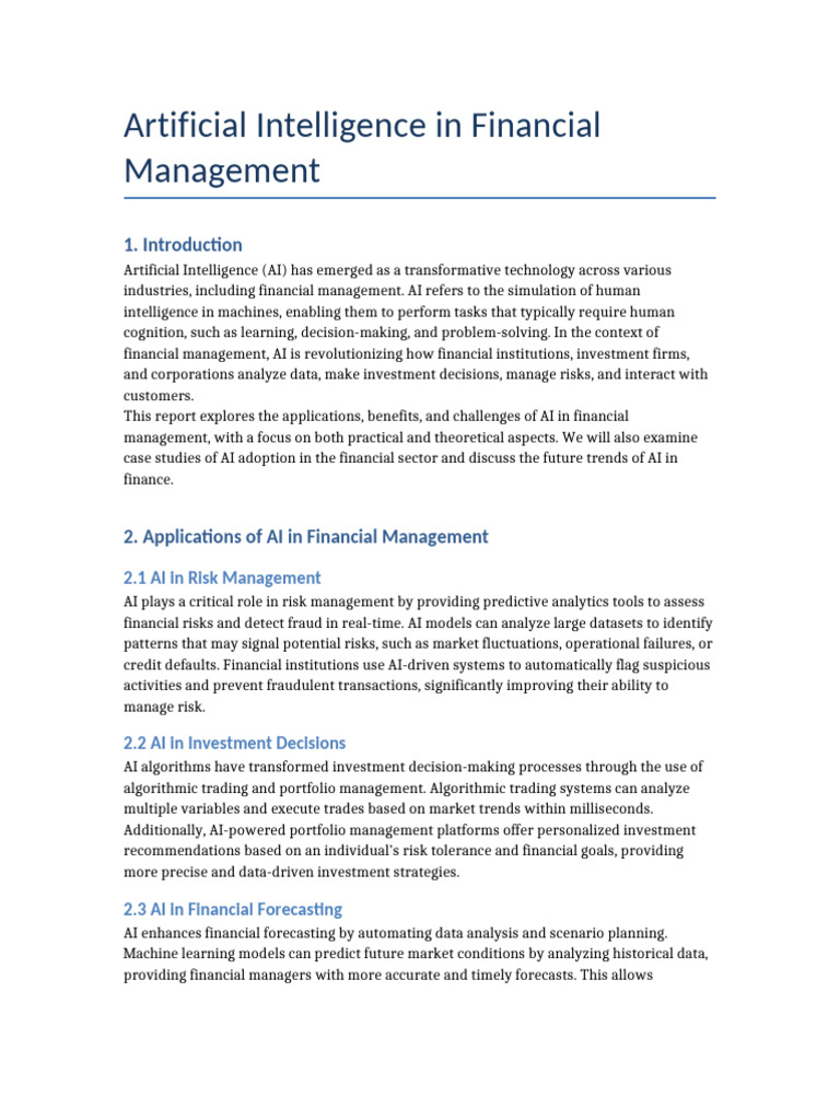 AI Transforming Financial Management | PDF | Artificial Intelligence ...