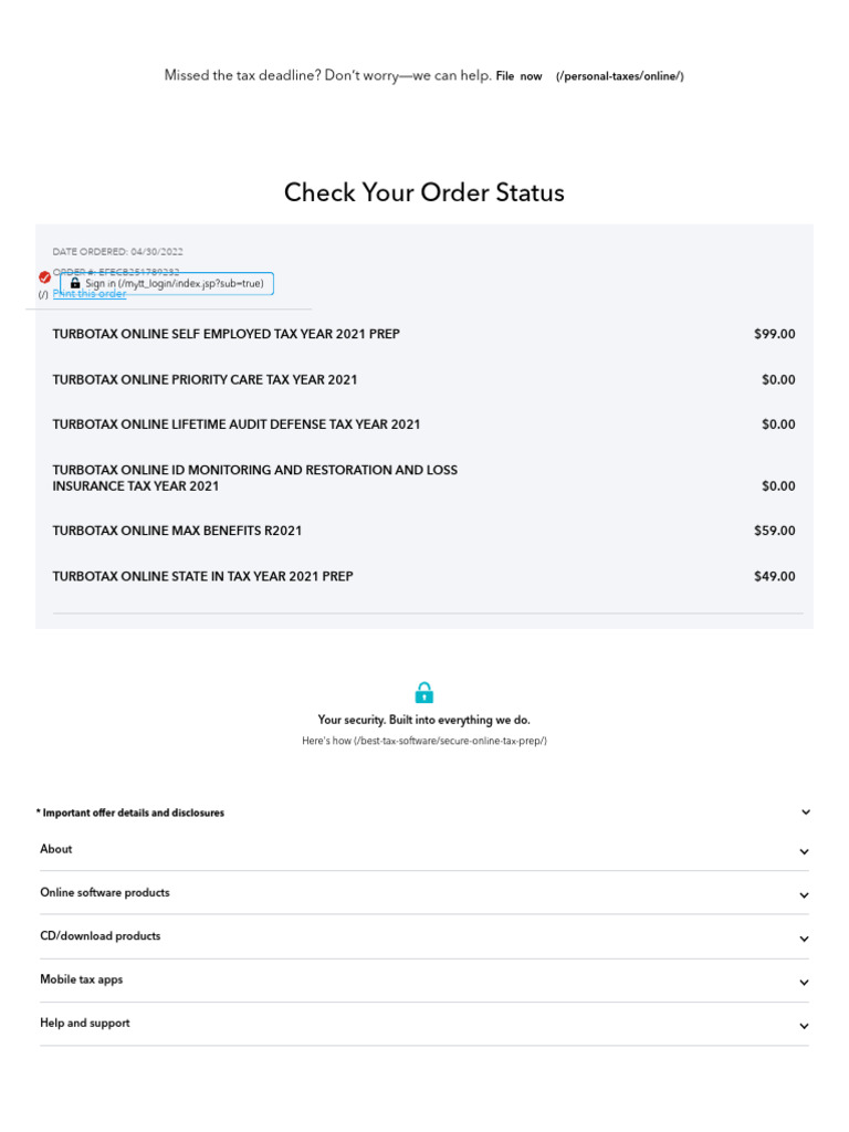 Check Your TurboTax Order Status Here - TurboTax® | PDF | Taxes | Taxation