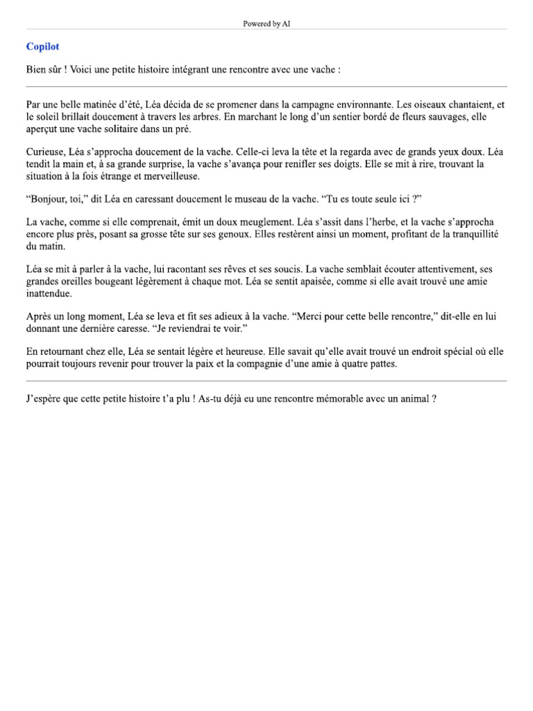 001 - Une Petite Histoire Intégrant Une Rencontre Avec Une Vache | PDF