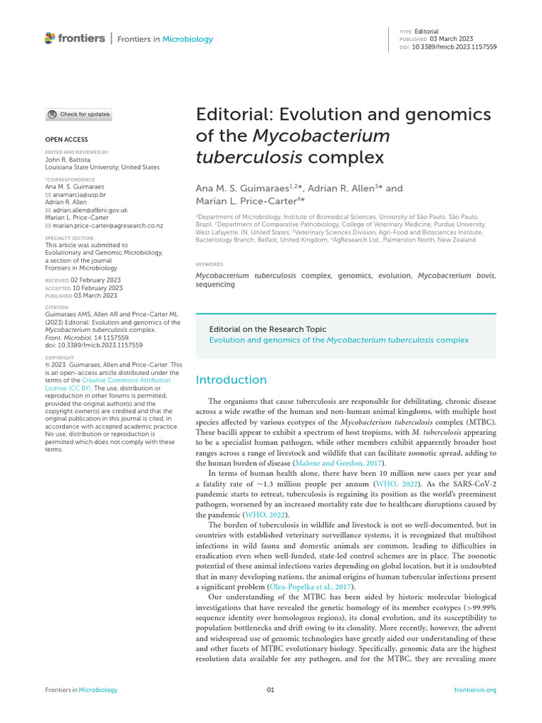 Mycobacterium tuberculosis Complex Genomics | PDF | Mycobacterium ...