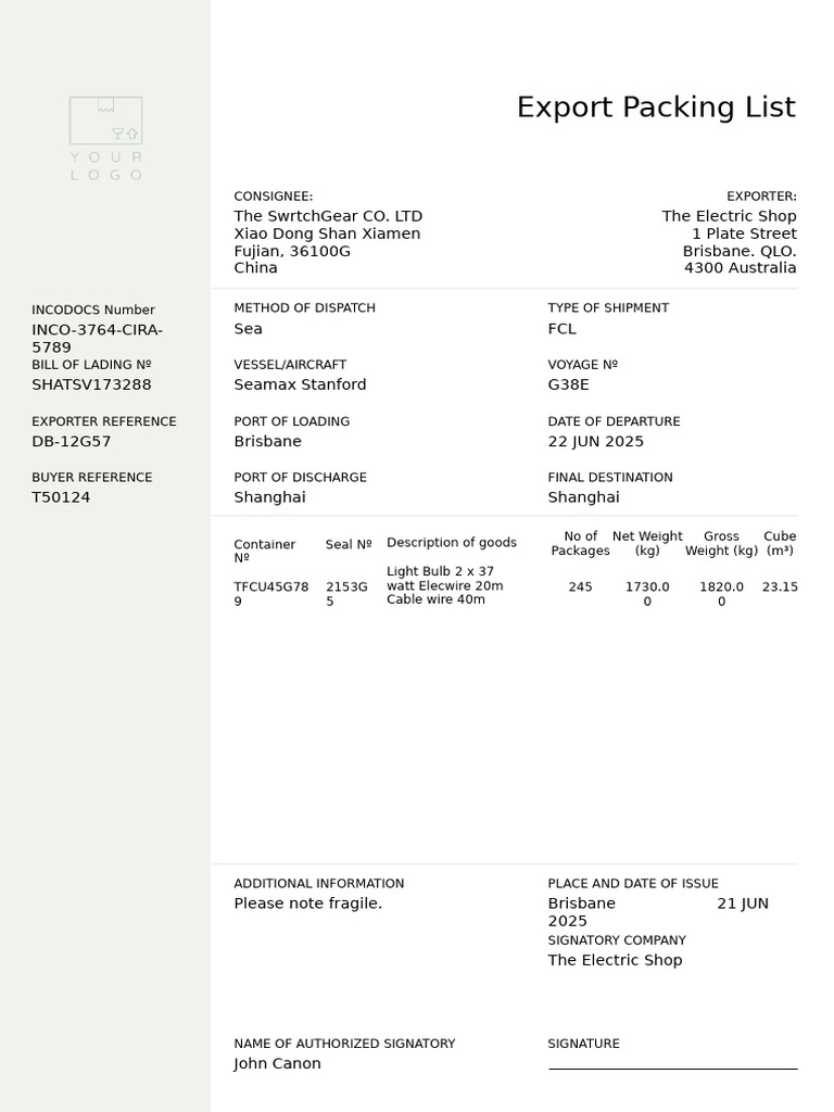 Export Packing List 4963 | PDF