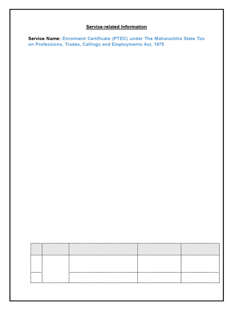 Procedure For - Enrolment Certificate PTEC Under The Maharashtra State ...