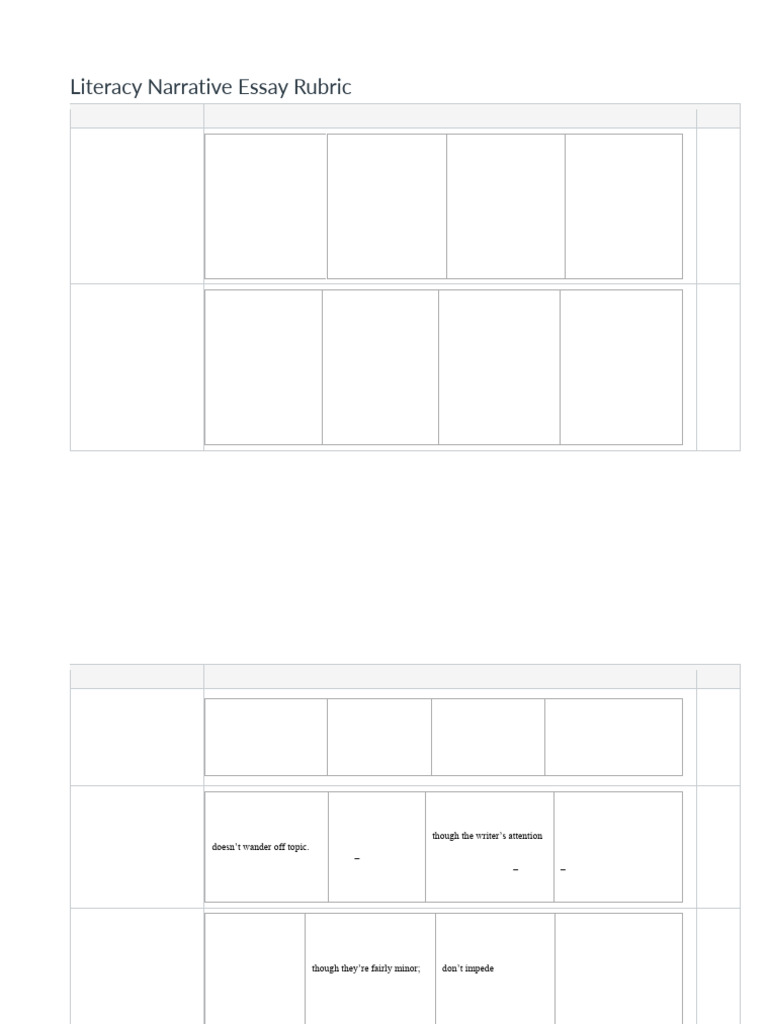 Literacy Narrative Essay Rubric printable | PDF | Essays | Human ...