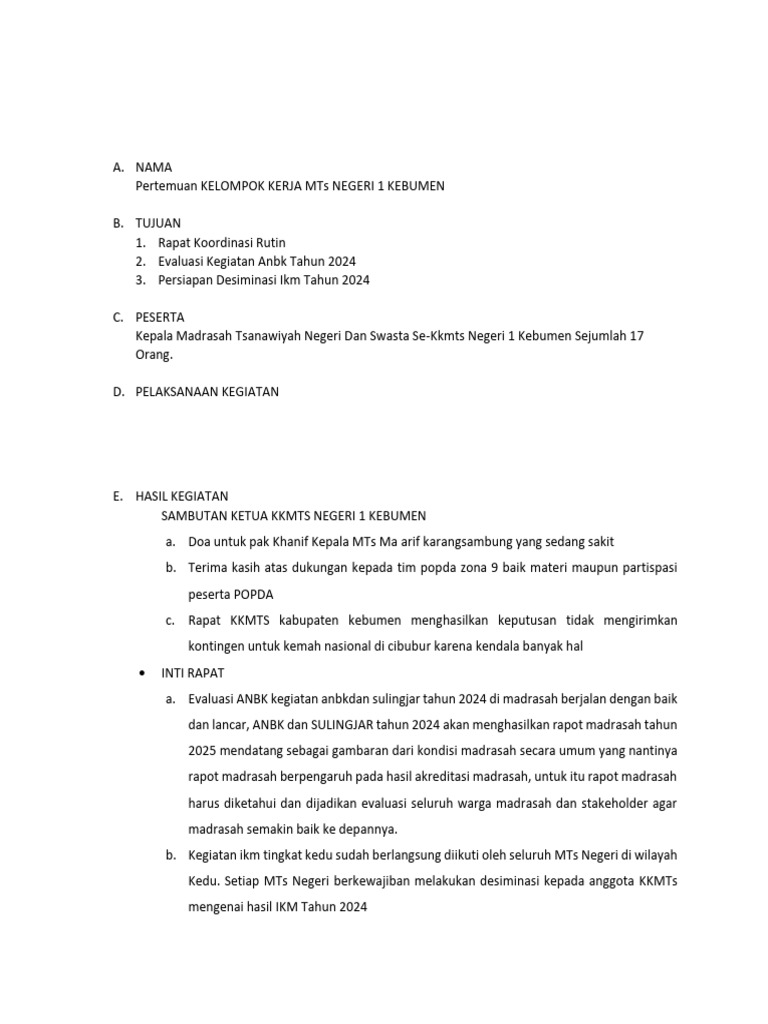 Laporan Kegiatan KKM Tentang Bimtek Ikm 2024 | PDF