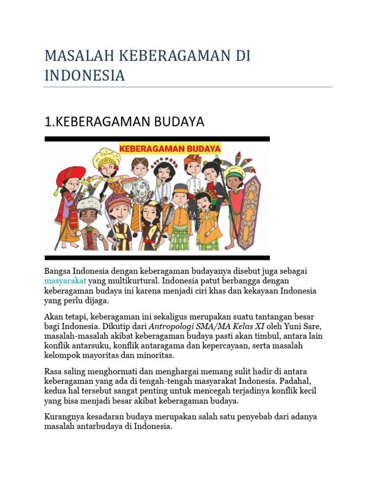 Masalah Keberagaman Di Indonesia | PDF | Ilmu Sosial | Sejarah