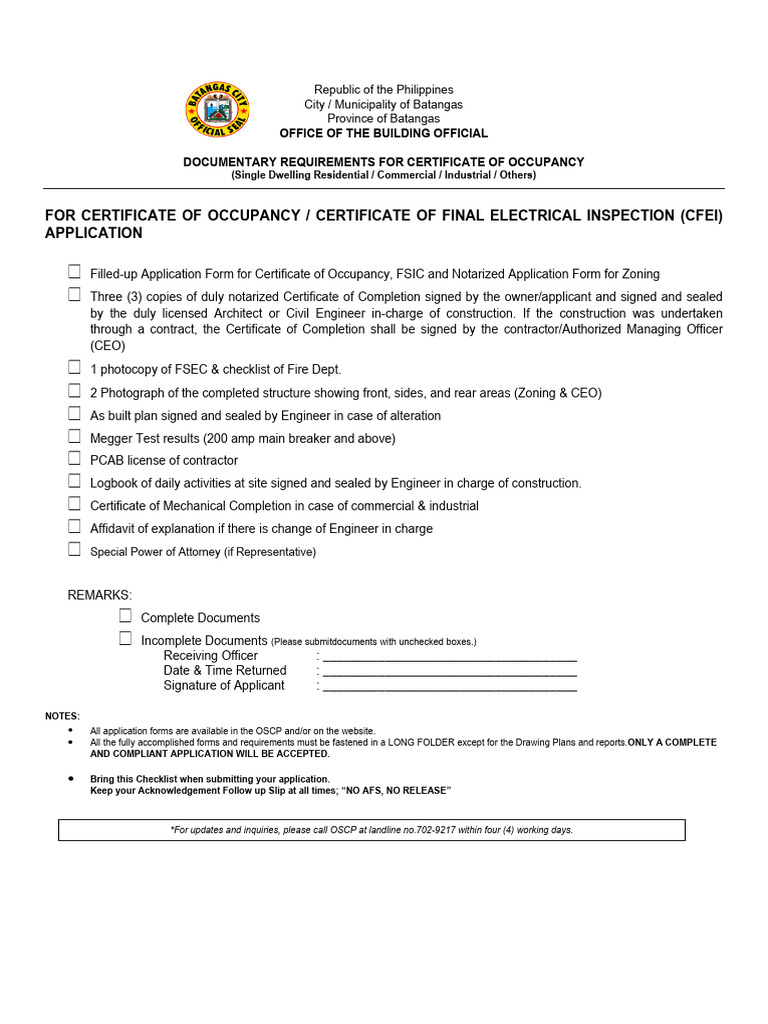 Occupancy Permit Checklist | PDF | Business