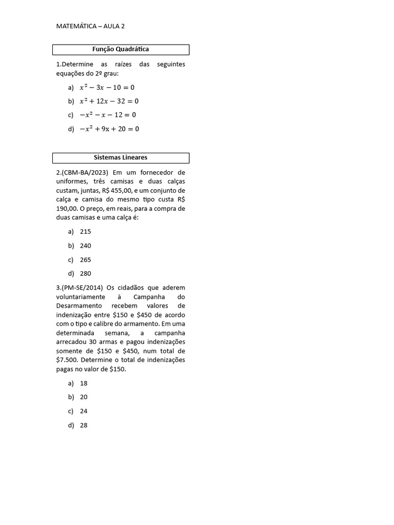 Matemática Aula 2 PDF | PDF