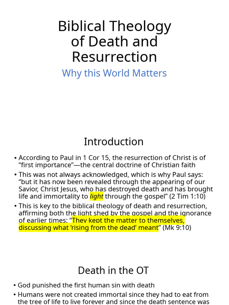 Biblical Theology of Death & Resurrection | PDF | Resurrection Of Jesus ...