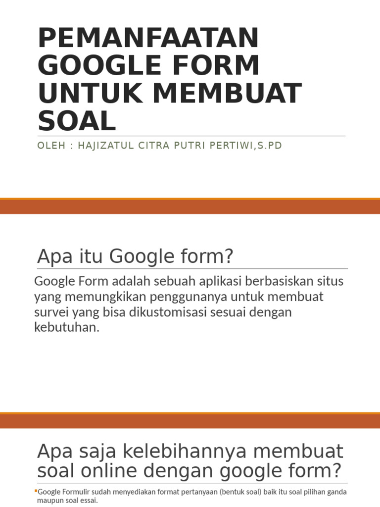 Membuat Soal Online Dengan Google Form | PDF