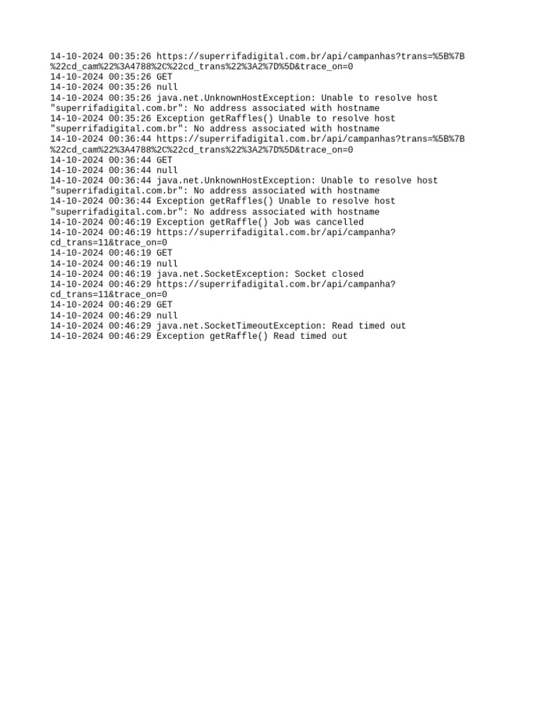 API Connection Errors Log | PDF | Computers
