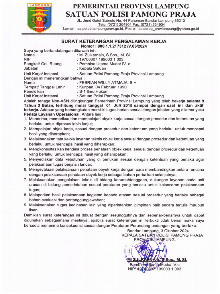 SUKET PENGALAMAN KERJA | PDF